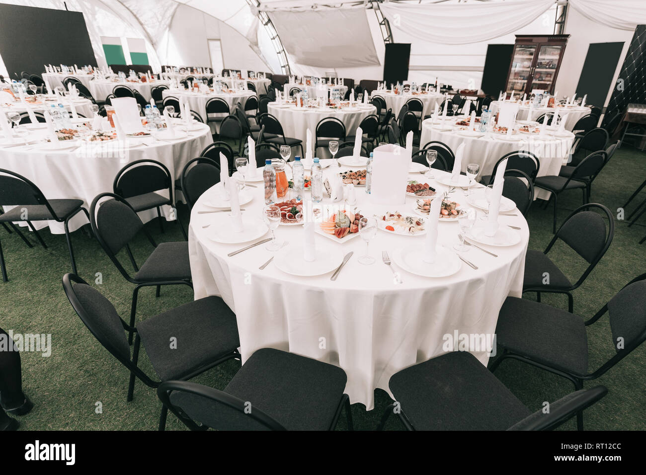 snack tables for a Banquet in a modern restaurant Stock Photo - Alamy