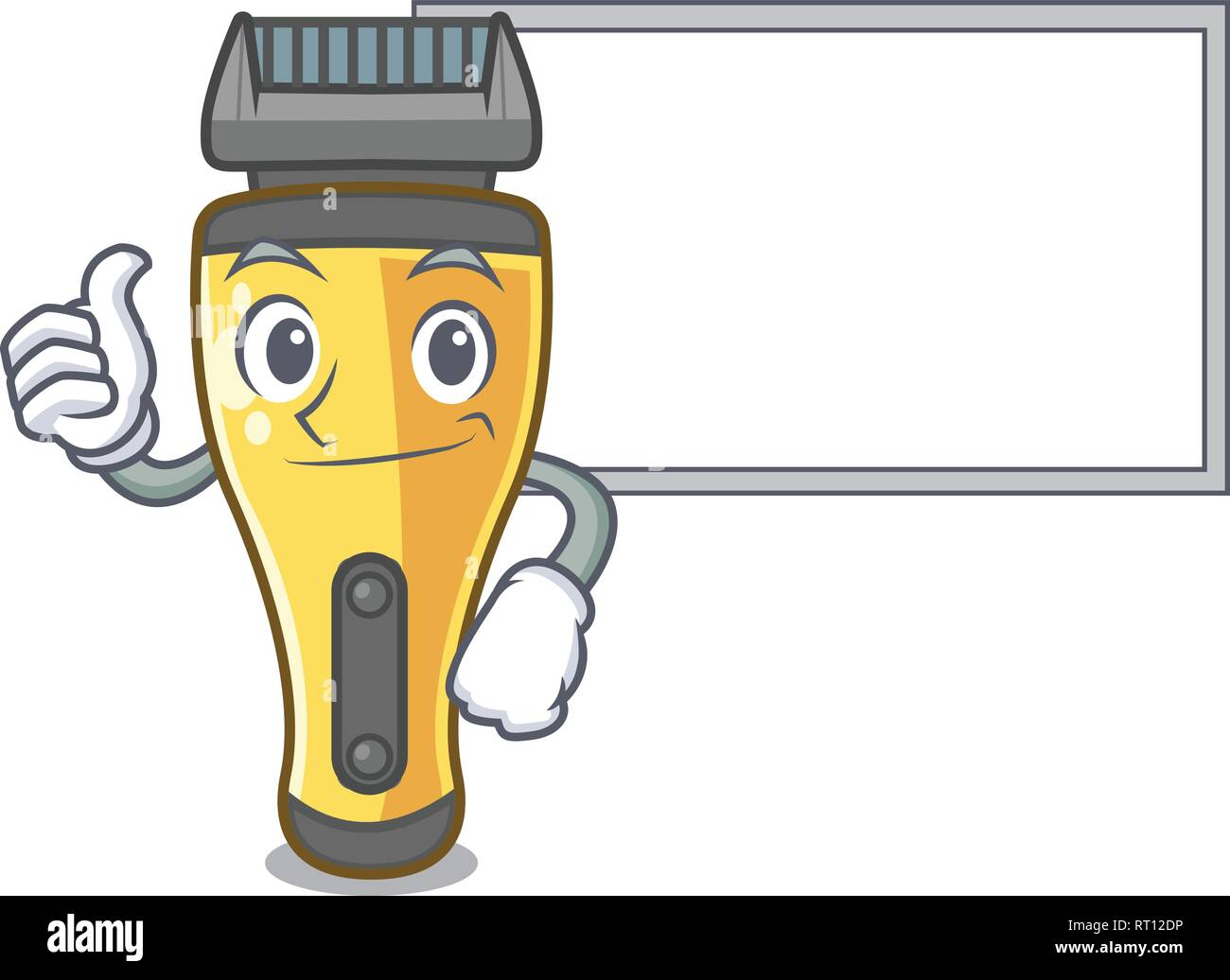 Thumbs up with board electric shaver in the a character Stock Vector ...