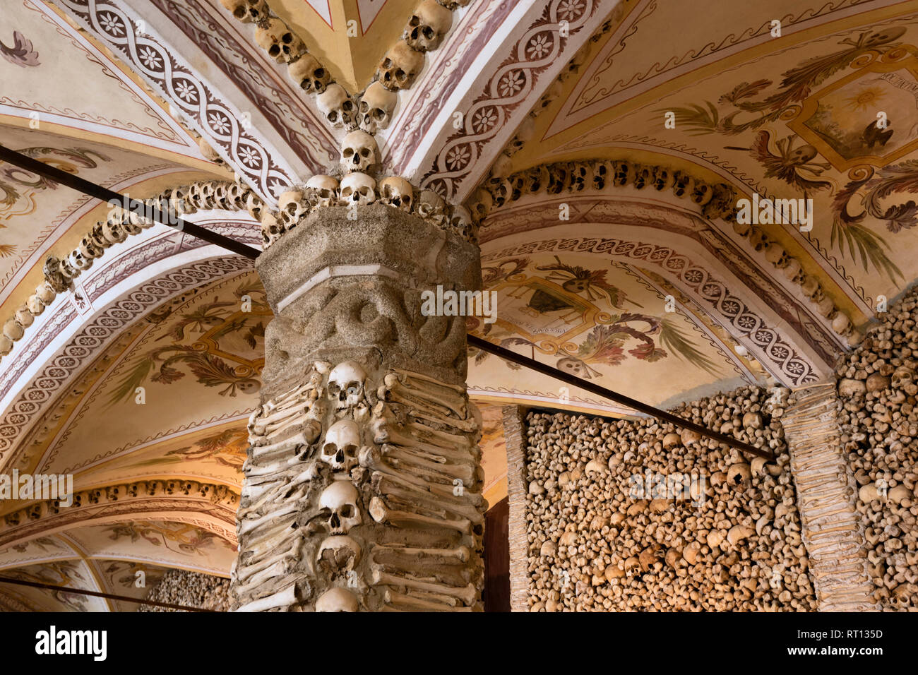 The Capela dos Ossos (Chapel of Bones) in Church of St. Francis walls ...