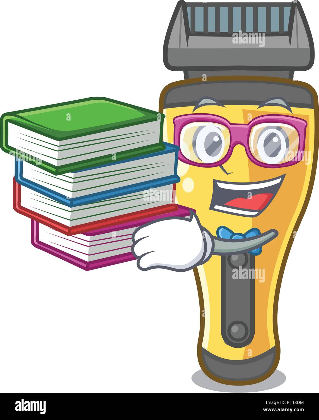 Student with book electric shaver the shape funny cartoon Stock Vector ...