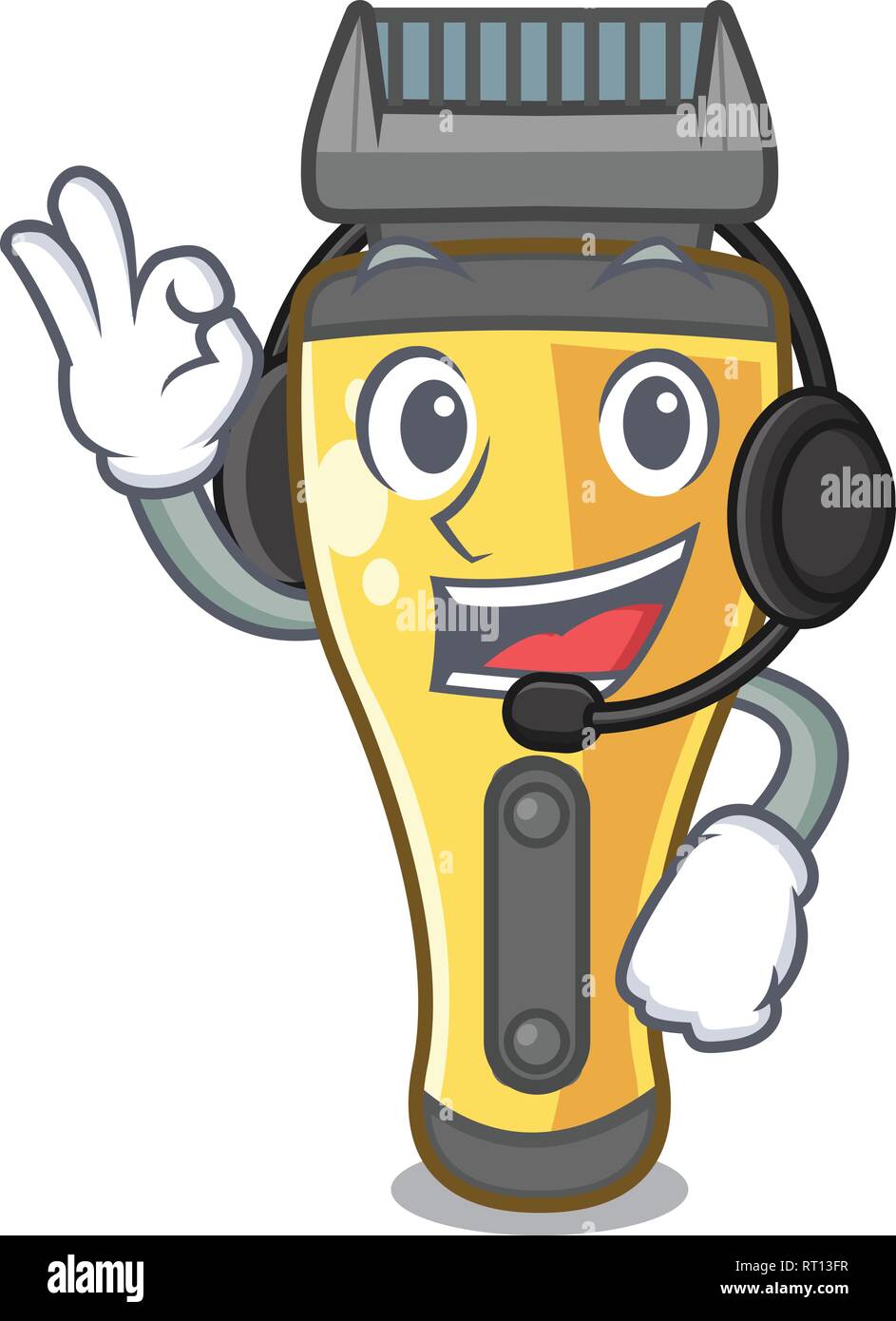 With headphone electric shaver the shape funny cartoon Stock Vector ...