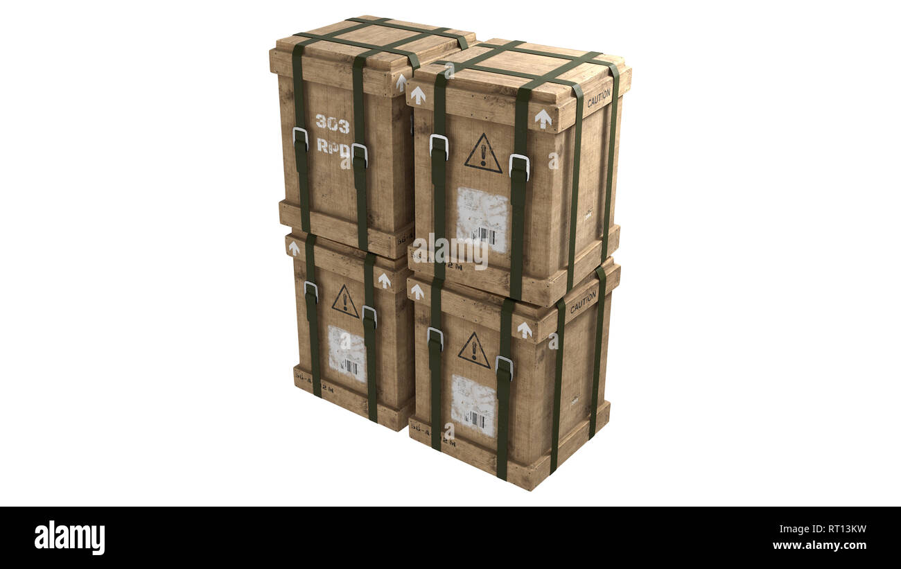 Wooden Storage Boxes - 3D Rendering Stock Photo - Alamy