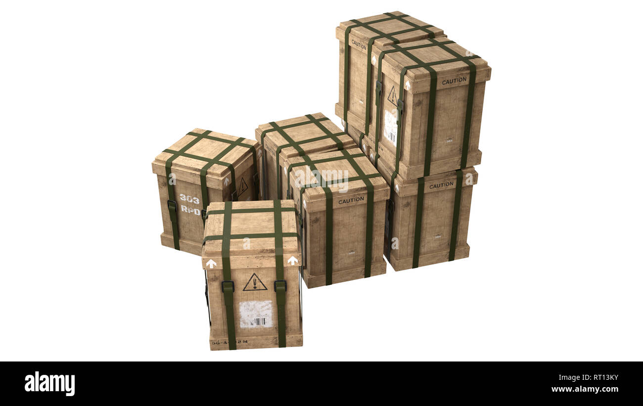 Wooden Storage Boxes - 3D Rendering Stock Photo - Alamy