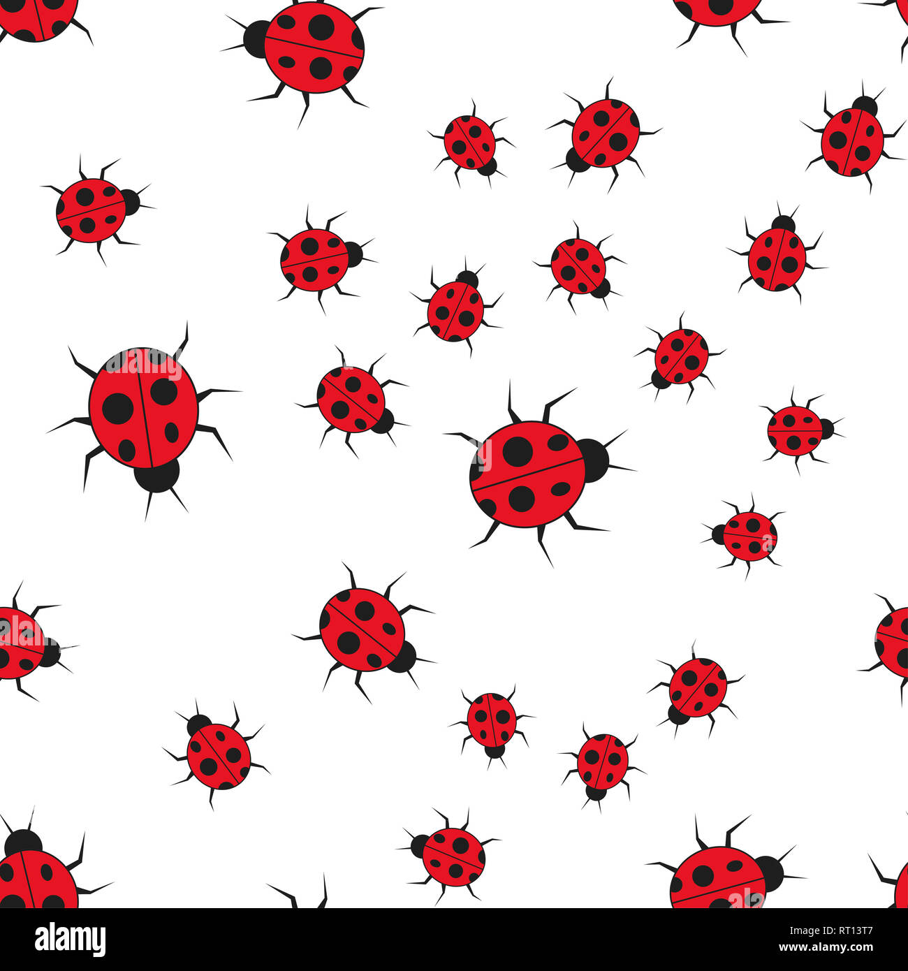 Ladybugs seamless pattern in cartoon style. On white background ...