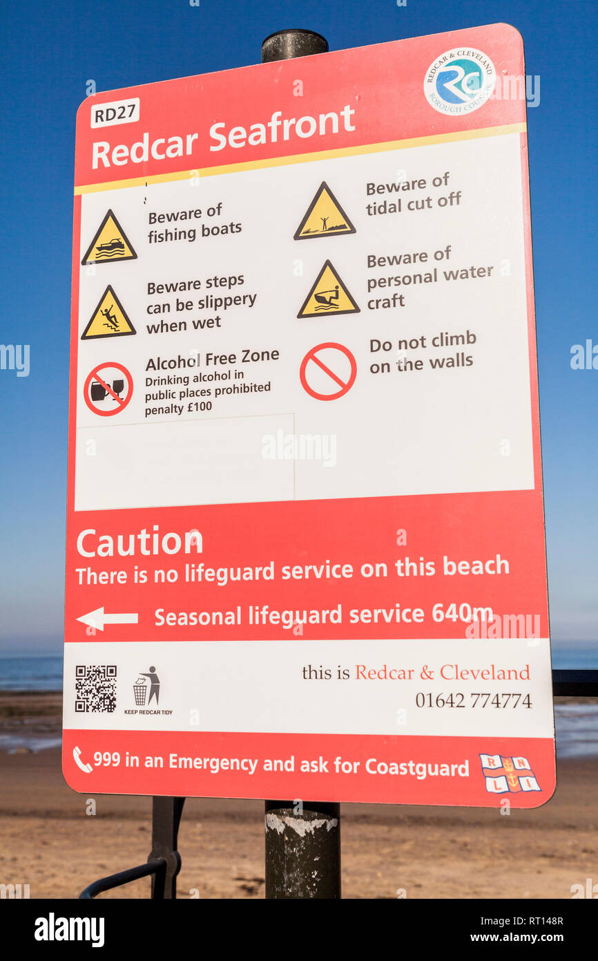 Information sign on the seafront at Redcar,England,UK Stock Photo - Alamy