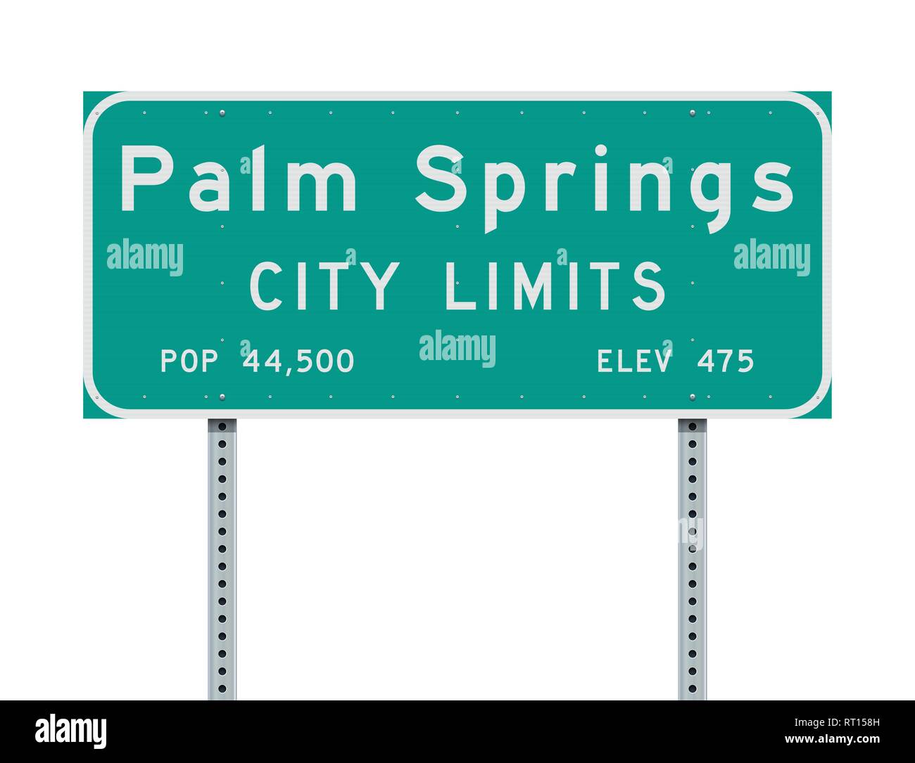Vector illustration of the Palm Springs City Limits green road sign ...