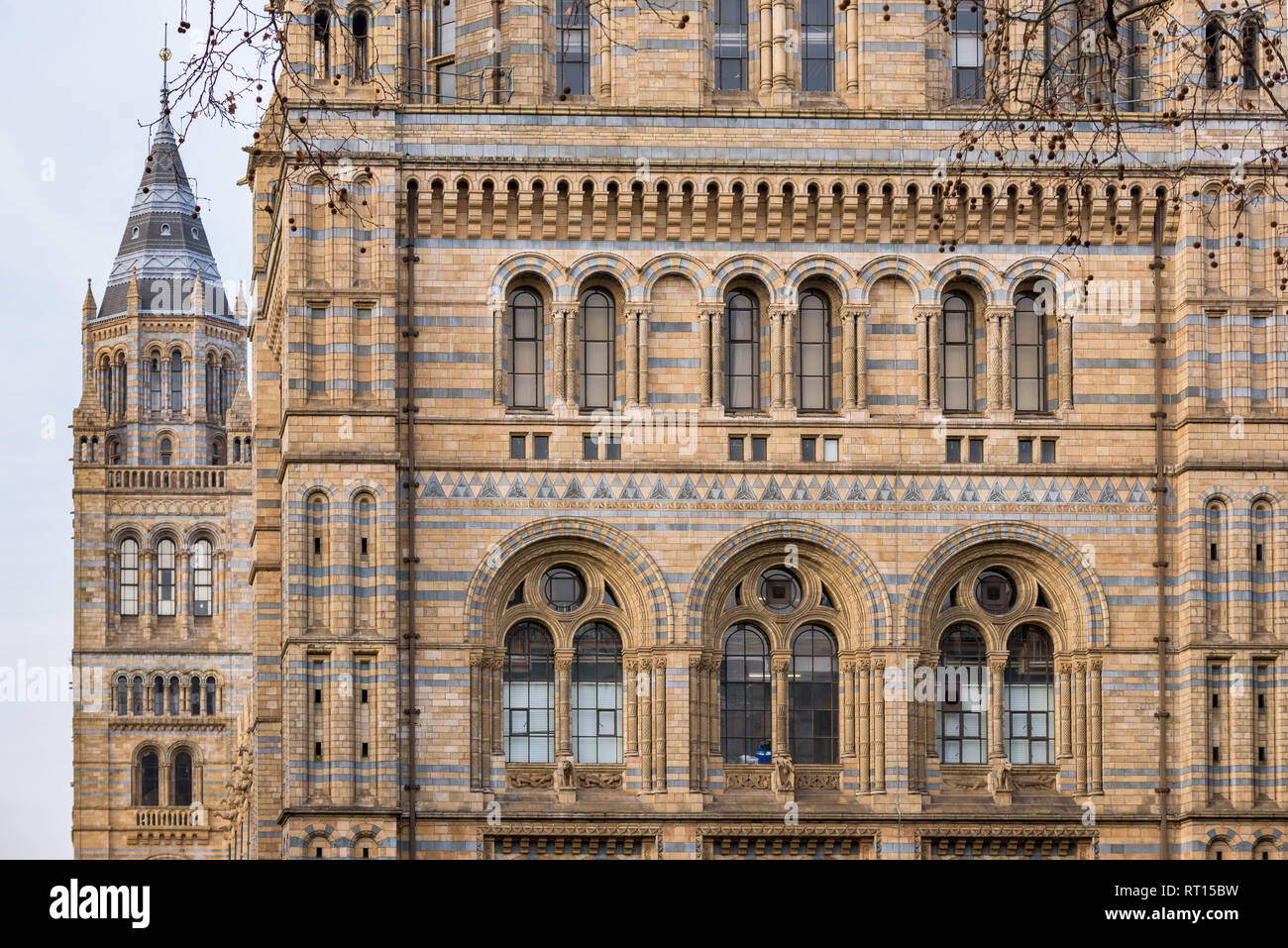 Exterior architectural detail of the Natural History Museum building ...