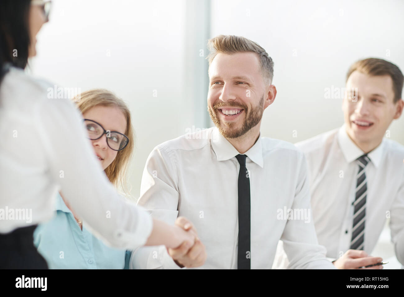 close up.businessman shaking hands with his business partner Stock ...