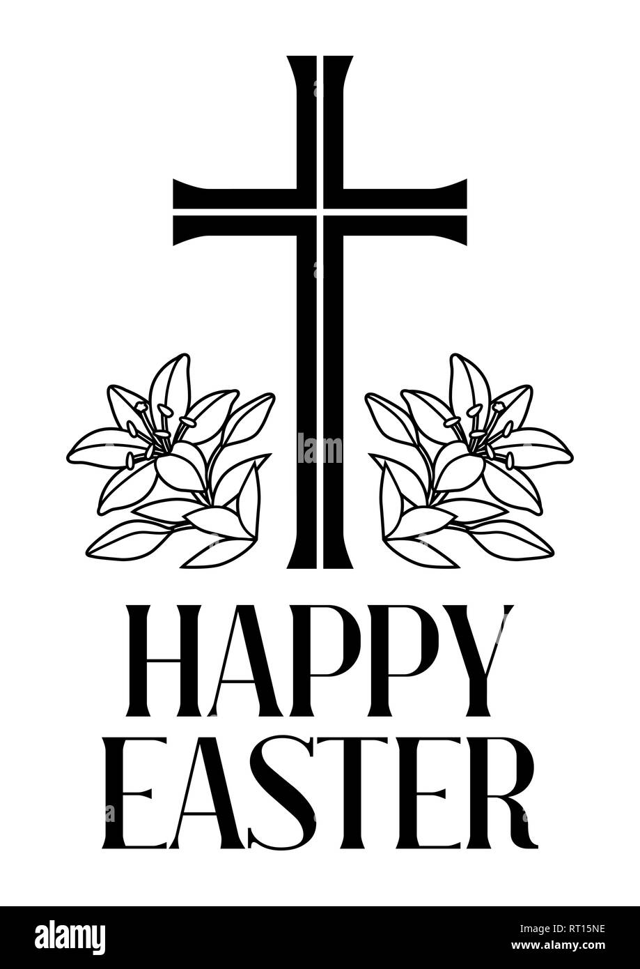 Black And White Easter Cross Clip Art