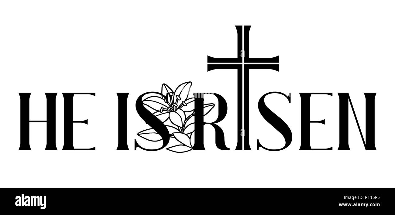 He Is Risen Black And White Clipart