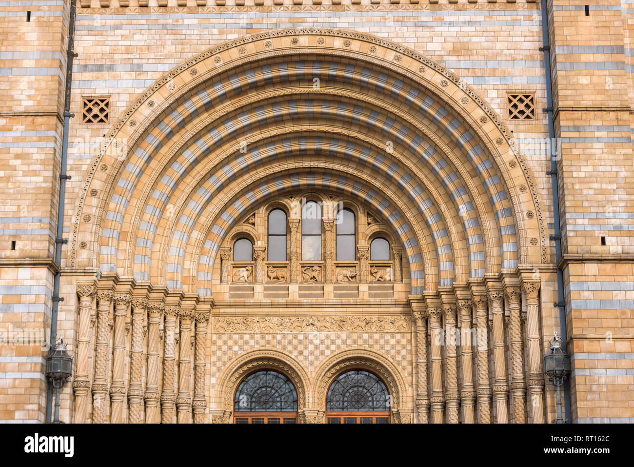 Exterior architectural detail of the Natural History Museum building ...