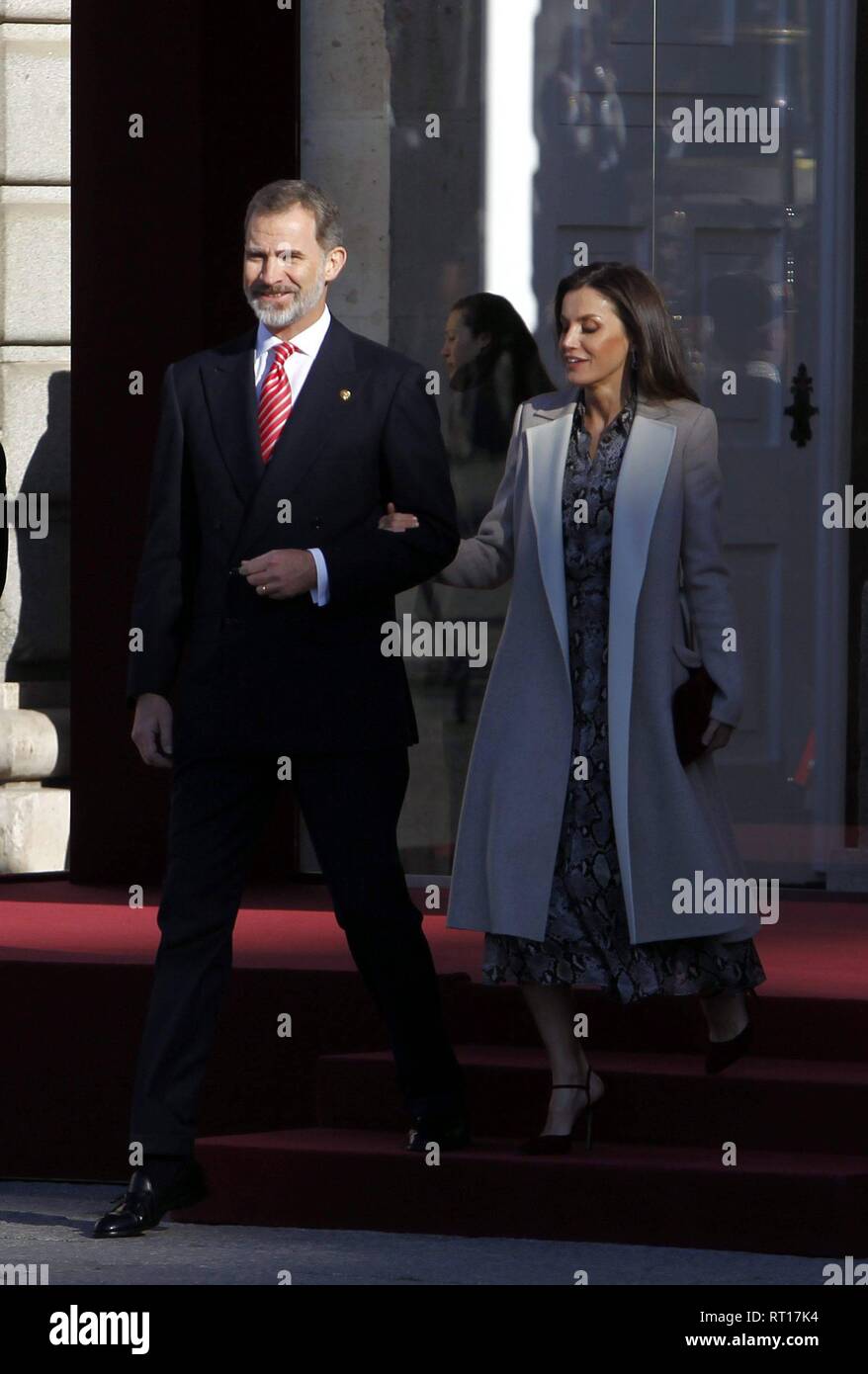 Madrid, Spain. 27th Feb 2019. Spanish King Felipe VI and Letizia Ortiz ...