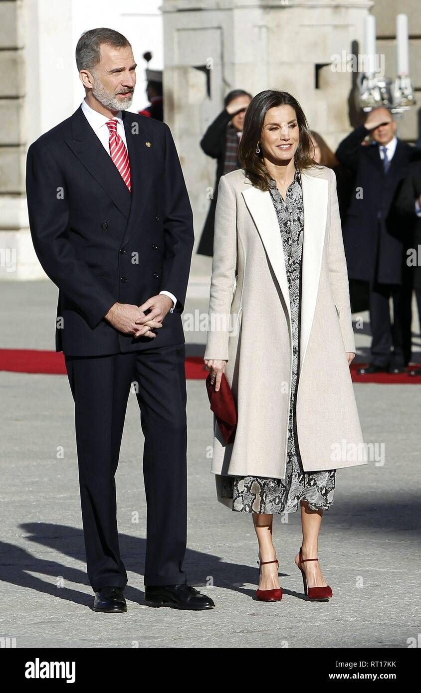 Madrid, Spain. 27th Feb 2019. Spanish King Felipe VI and Letizia Ortiz ...