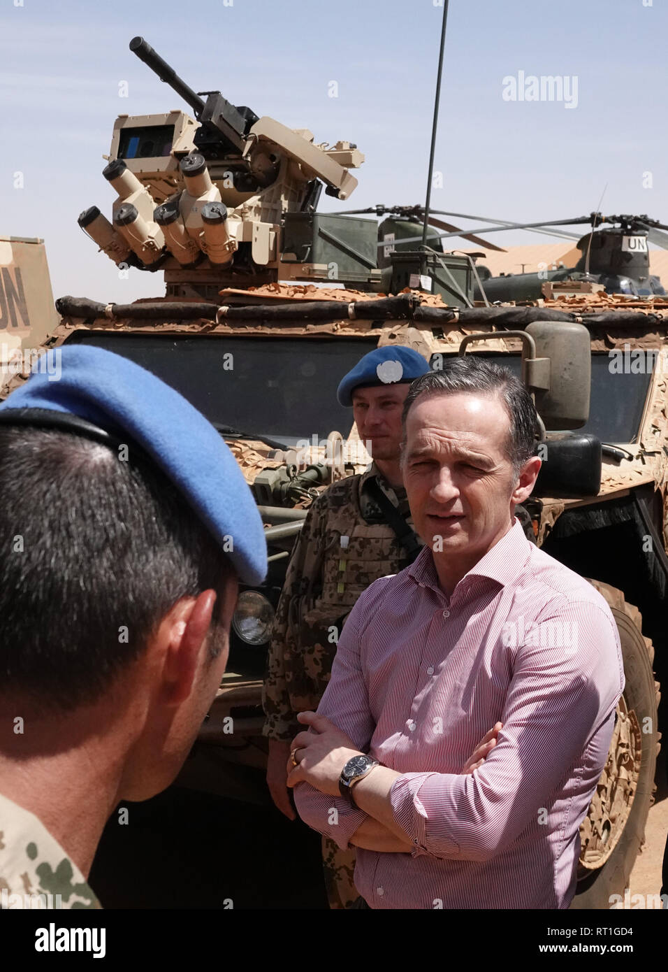 Gao, Mali. 27th Feb, 2019. Heiko Maas (SPD), Federal Foreign Minister ...