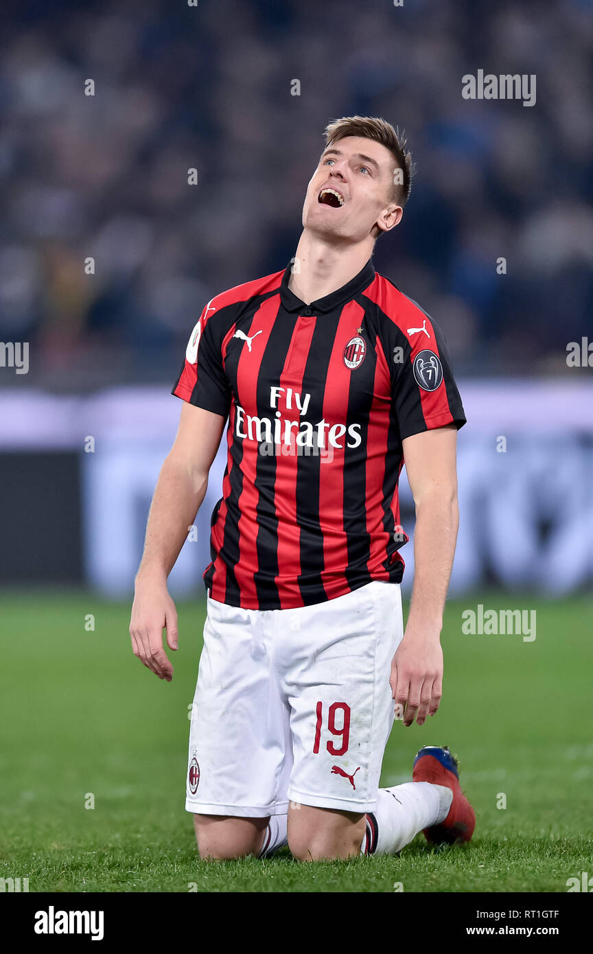 Krzysztof Piatek Of Milan Looks Dejected During The Italian Tim Cup