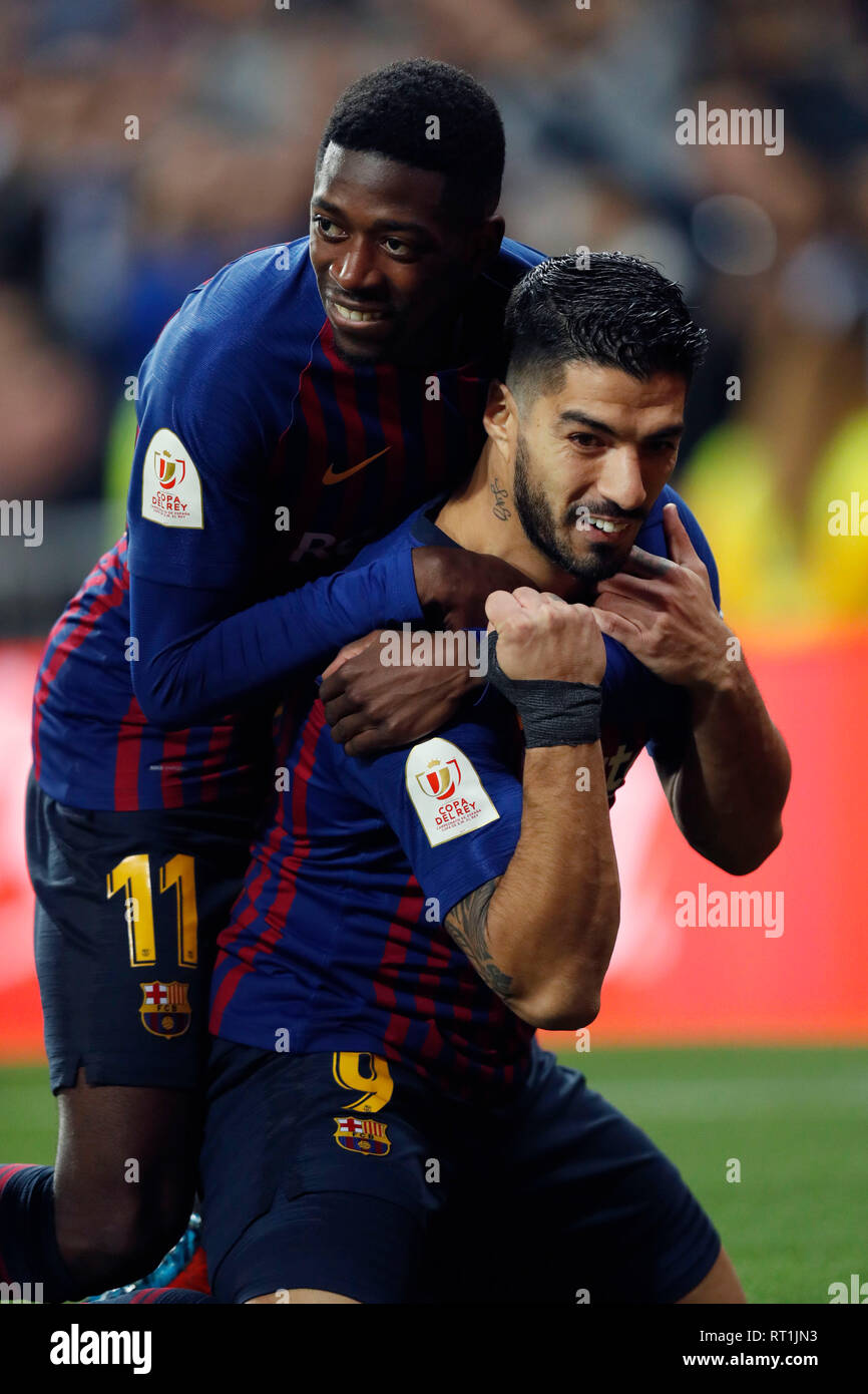Madrid, Spain. Credit: D. 27th Feb, 2019. Ousmane Dembele, Luis Suarez (Barcelona) Football ...