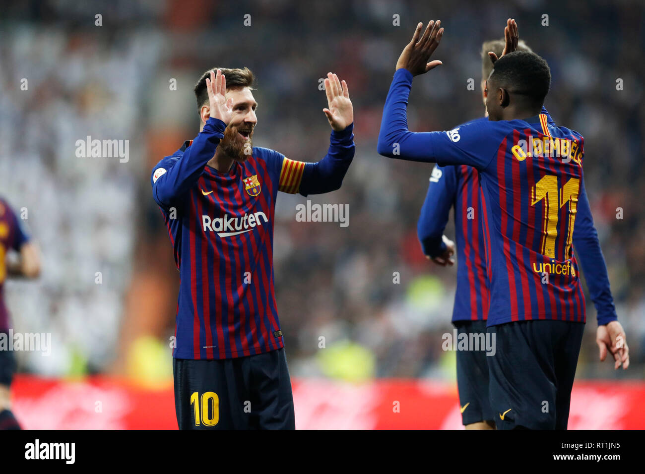 Madrid, Spain. Credit: D. 27th Feb, 2019. Lionel Messi, Ousmane Dembele ...