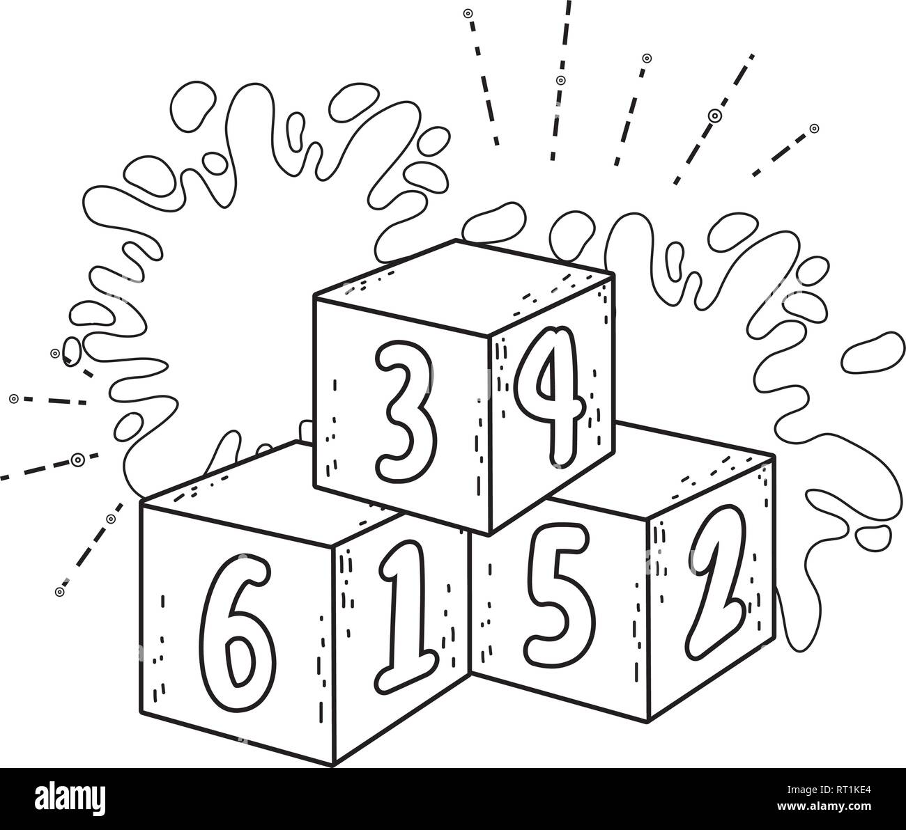 blocks numbers toys wih paint splash Stock Vector Image & Art - Alamy