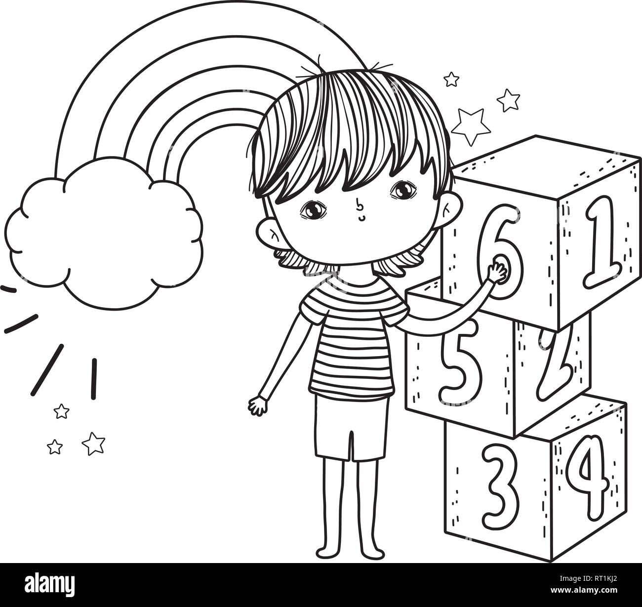 little boy with blocks numbers Stock Vector Image & Art - Alamy
