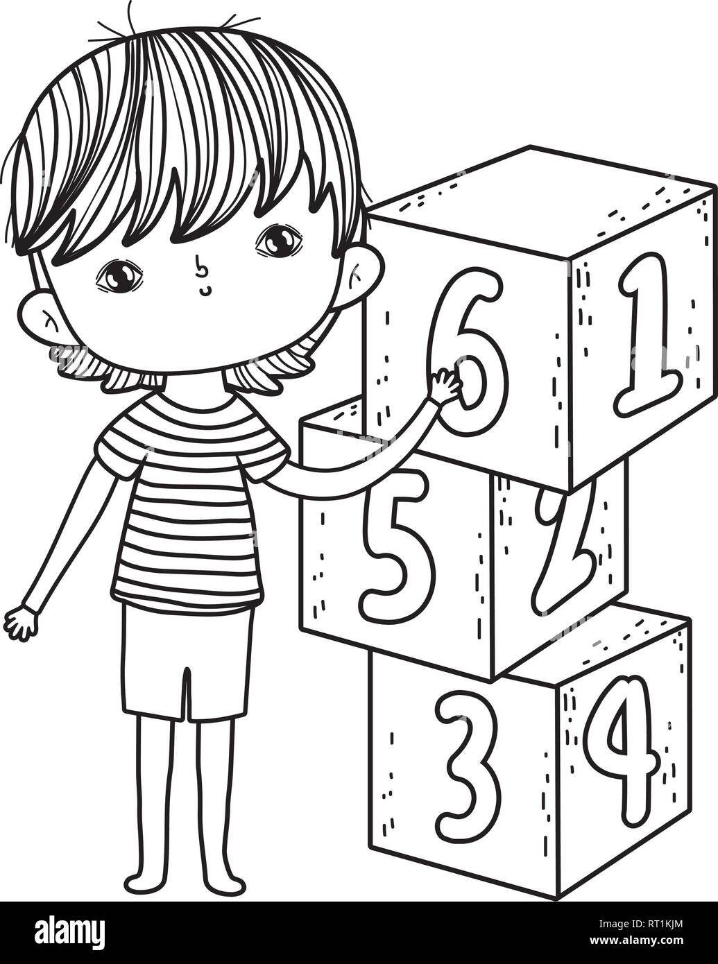 little boy with blocks numbers Stock Vector Image & Art - Alamy