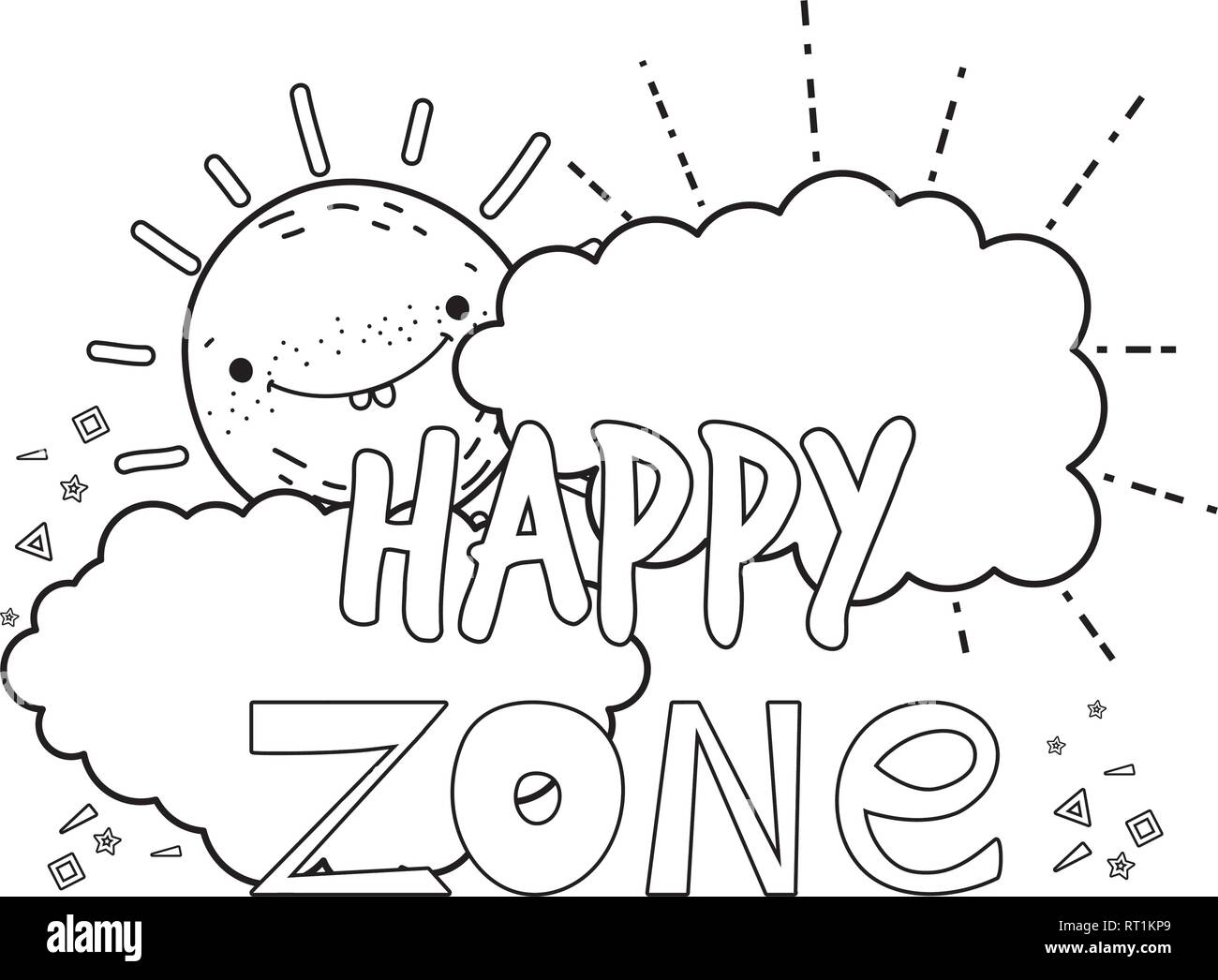 happy kids zone word label with sun kawaii Stock Vector Image & Art - Alamy