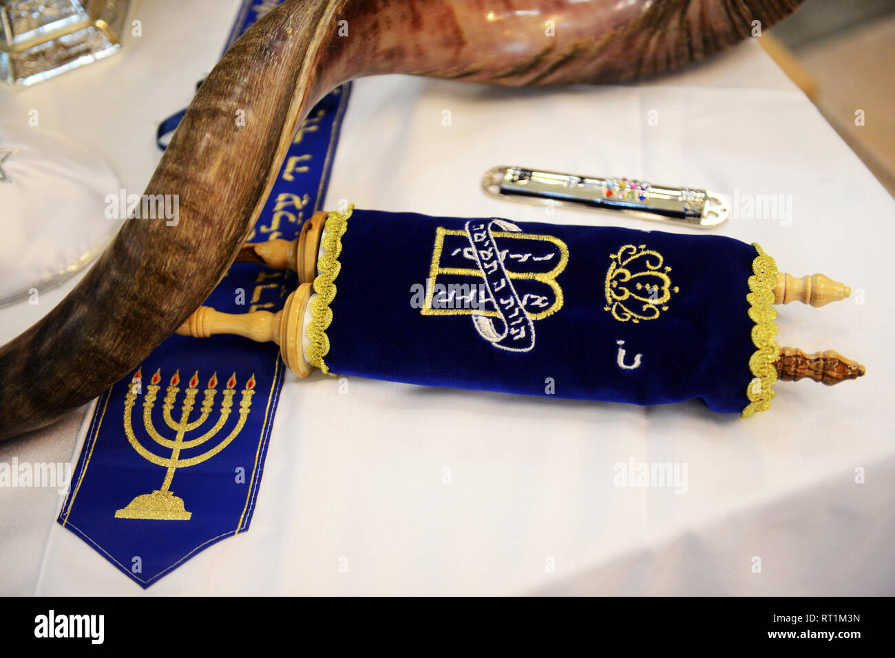 Jewish symbols artifacts Stock Photo - Alamy