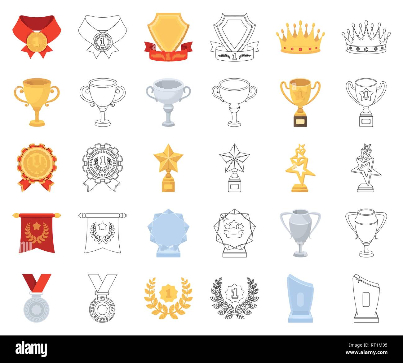 achievement,achievements,award,cartoon,outline,championship,collection ...