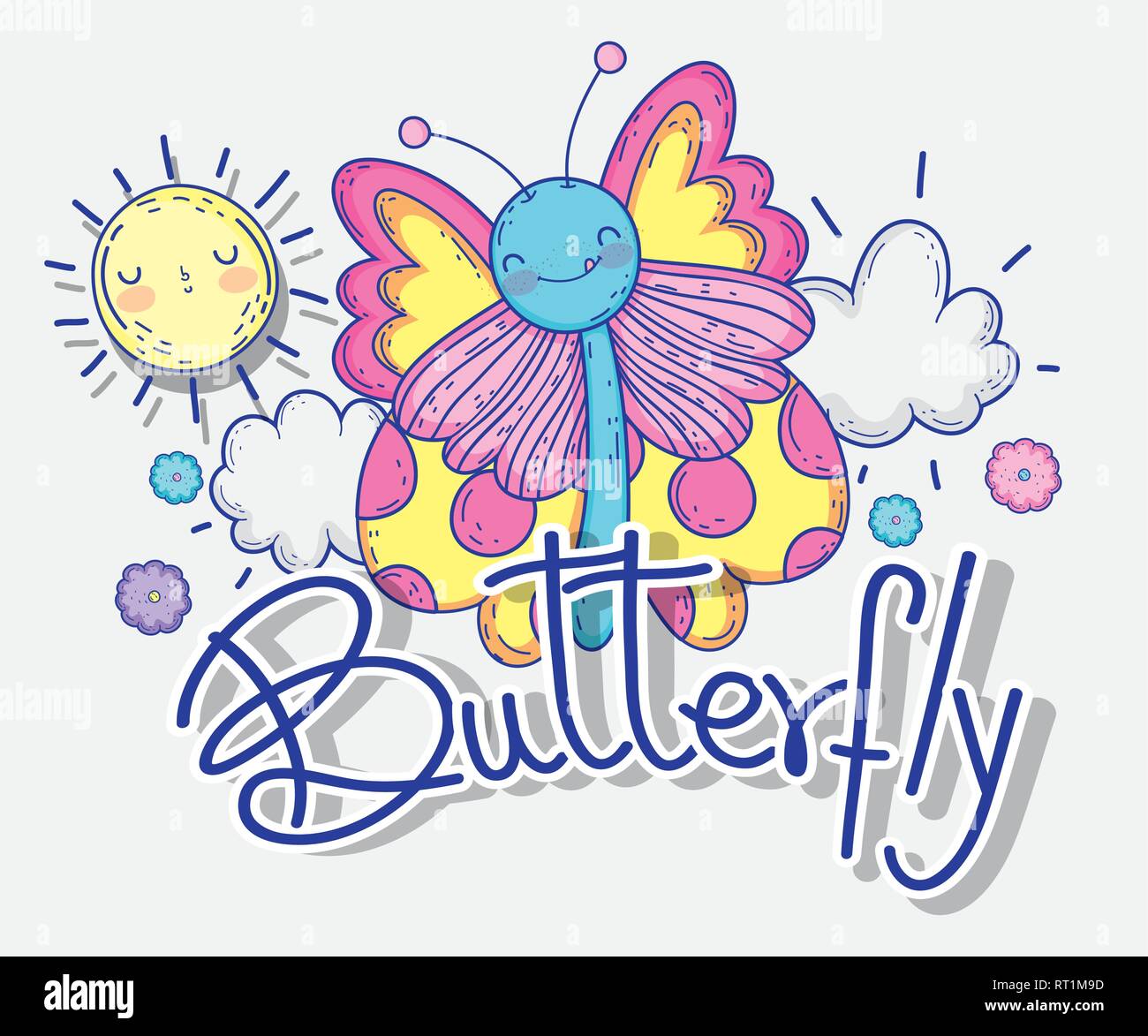 exotic butterfly insect with sun and clouds Stock Vector Image & Art ...