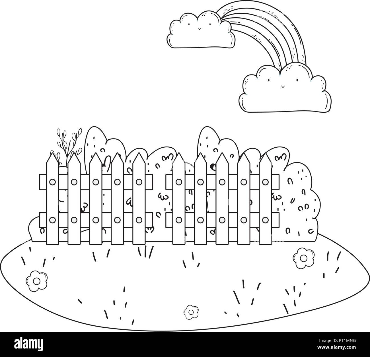 beautiful garden bush with flowers scene Stock Vector Image & Art - Alamy