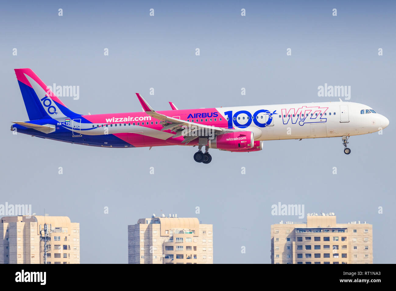 TEL AVIV, ISRAEL-February 24, 2019:Airbus A321 of Wizzair At Ben-Gurion ...