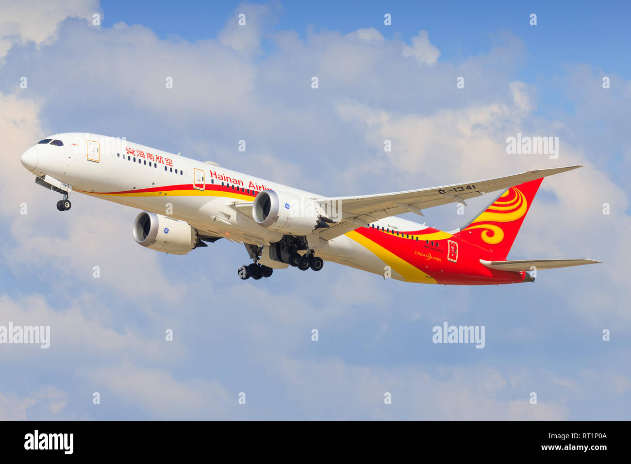TEL AVIV, ISRAEL-February 24, 2019: Boeing 787 of Hainan At Ben-Gurion ...