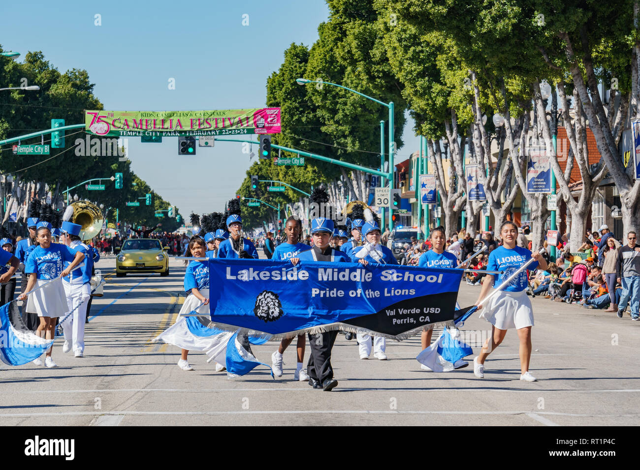 Los Angeles, FEB 23: Lakeside Middle School Marching band parade in the ...