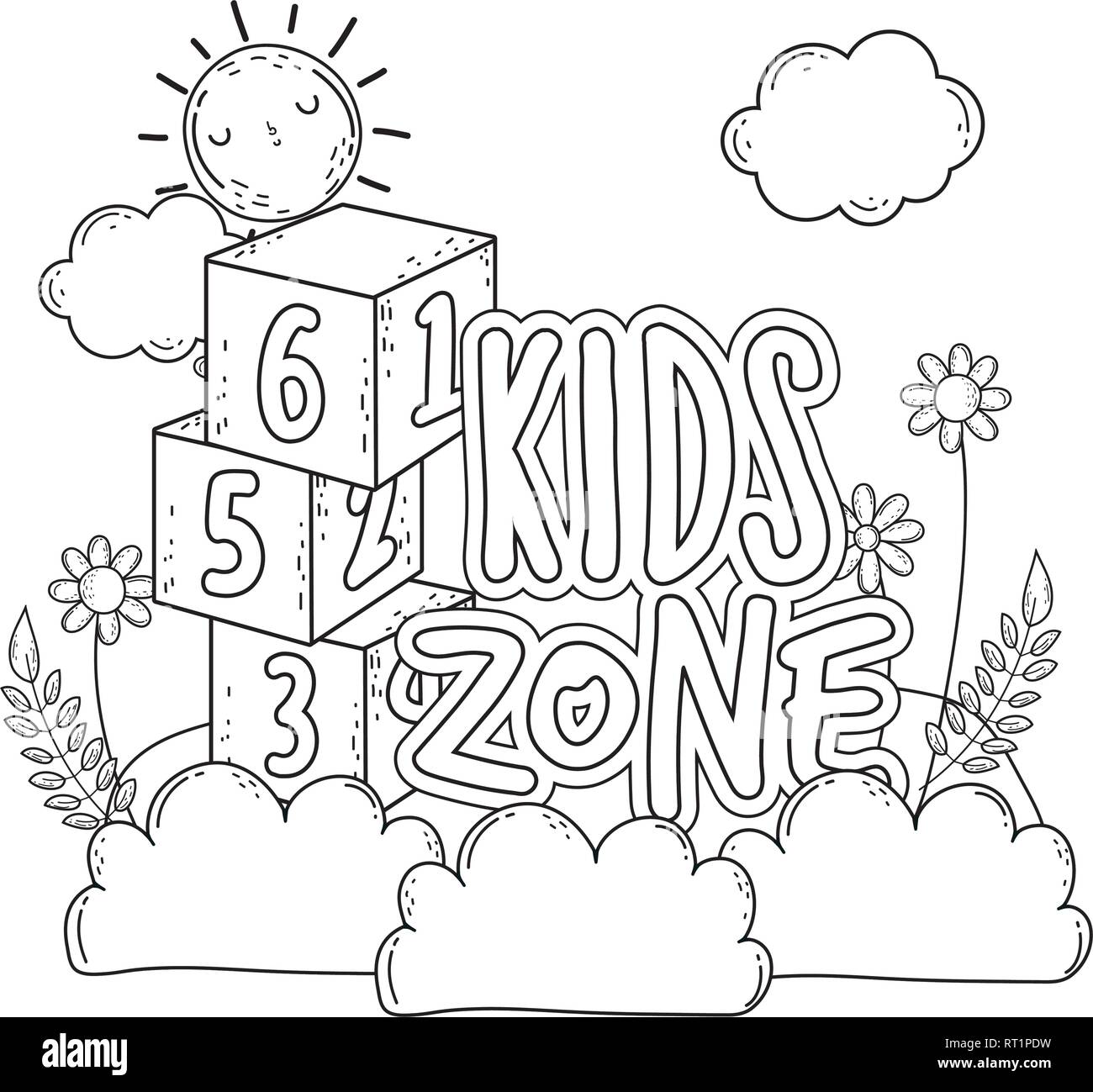 blocks numbers toys with sun kawaii Stock Vector Image & Art - Alamy