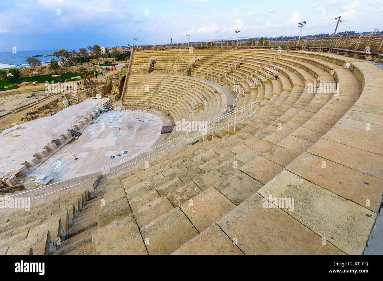 View of the Roman Theater in Caesarea National Park, Northern Israel ...