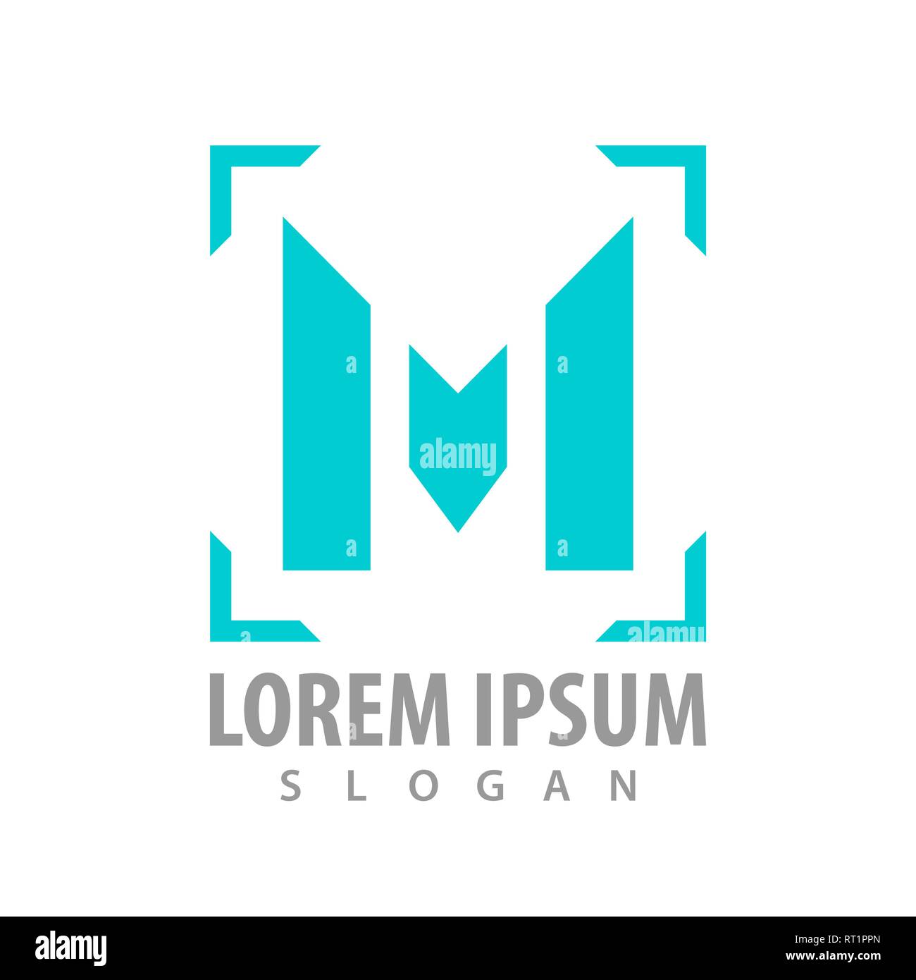 logo concept design. Square line. initial letter M. Symbol graphic ...