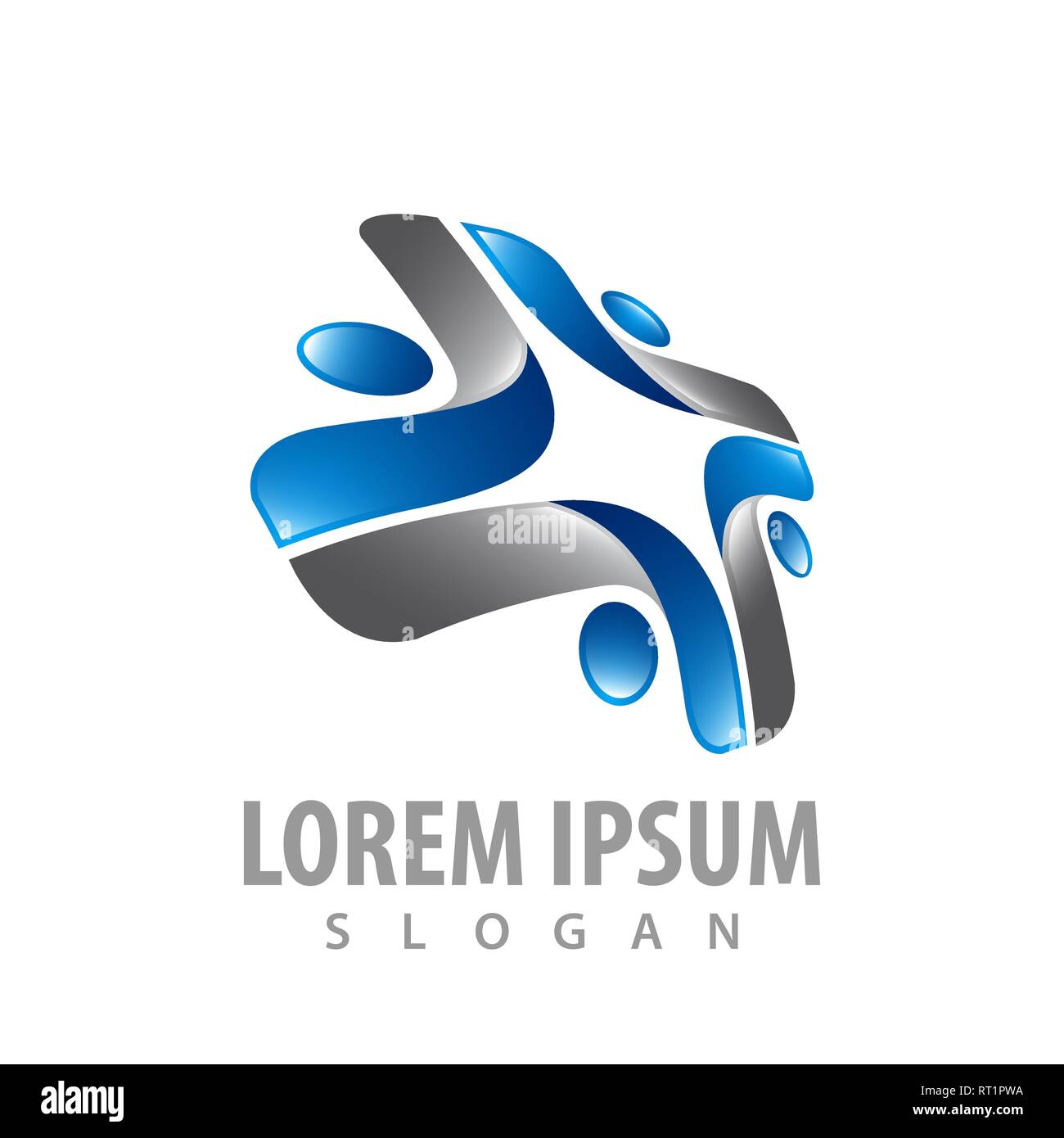 logo concept design. Rotate people. 3D style. Symbol graphic template ...