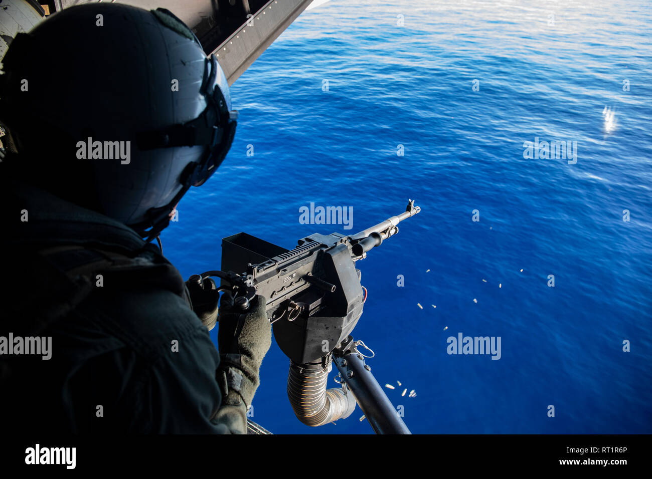 A U.S. Marine Corps crew chief with Marine Medium Tiltrotor Squadron ...