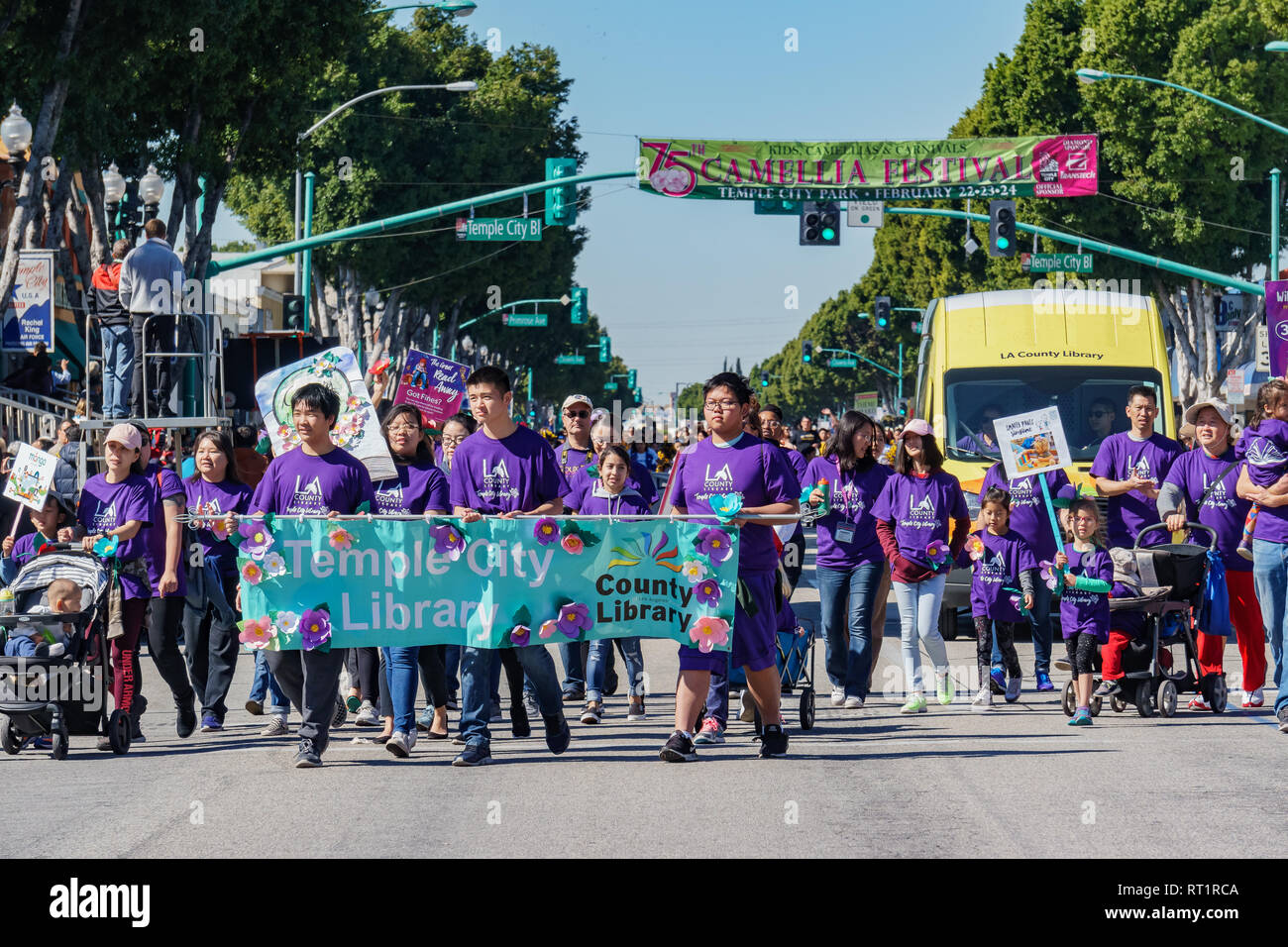 Los Angeles, FEB 23: Marching band parade in the Camellia Festival on ...