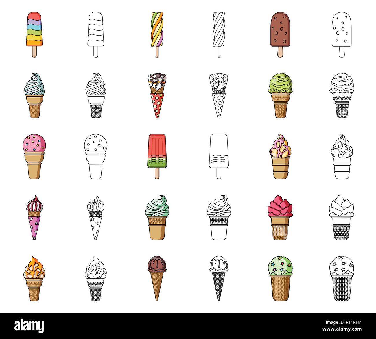 art,berry,candy,cartoon,outline,cherry,chocolate,cold,collection,cone ...