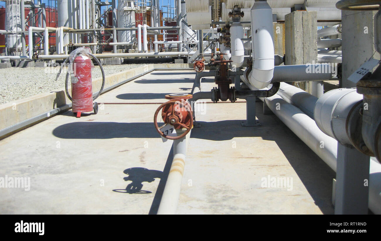 Oil refinery. Equipment for primary oil refining Stock Photo - Alamy