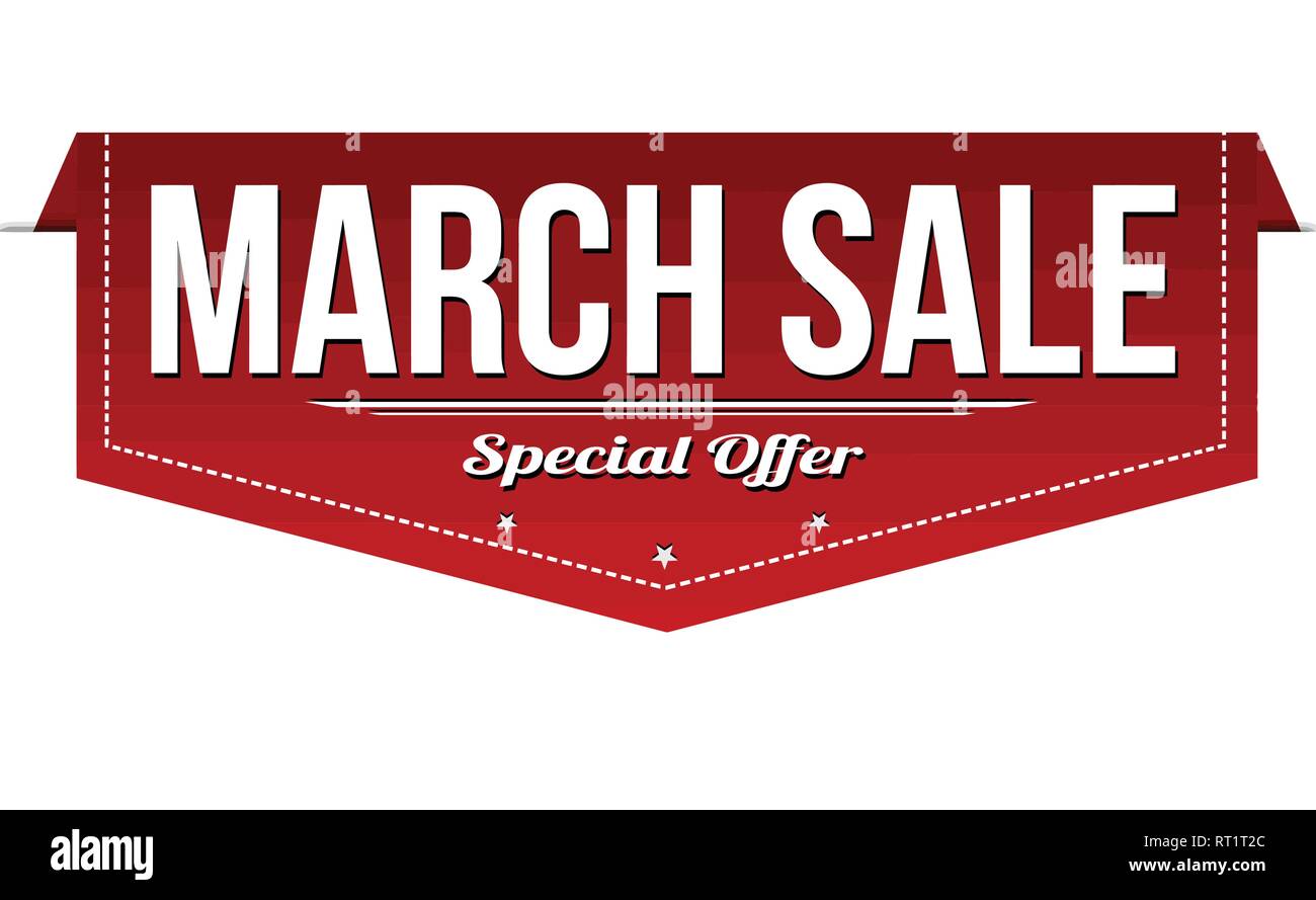 March sale banner design on white background, vector illustration Stock ...