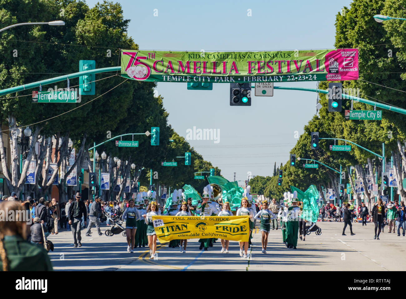 Los Angeles, FEB 23: Toll Middle School Marching band parade in the ...