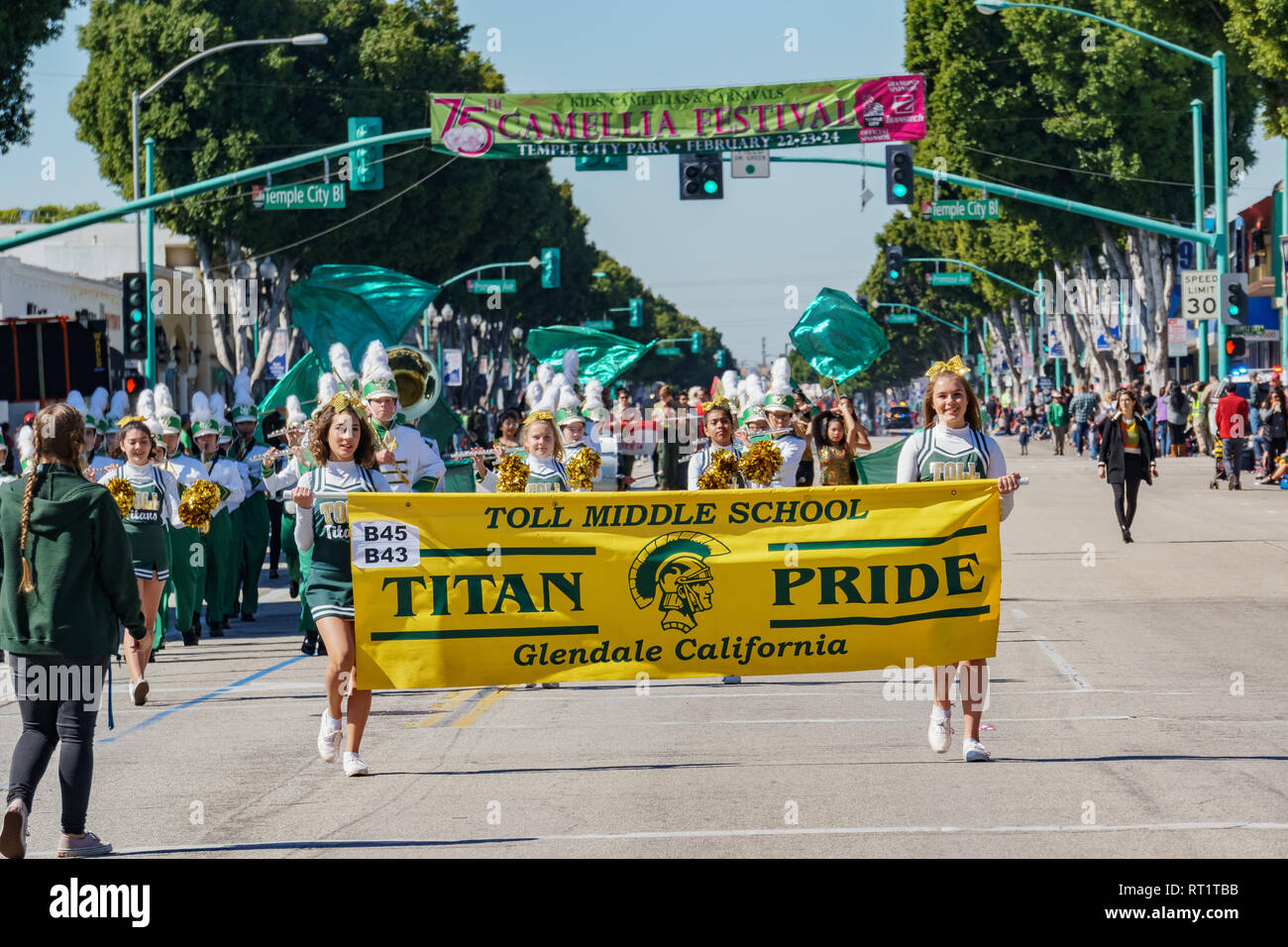 Los Angeles, FEB 23: Toll Middle School Marching band parade in the ...