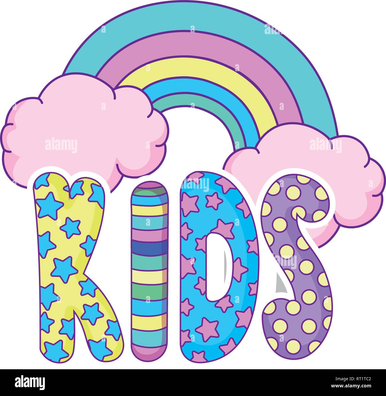 cute kids word with rainbow Stock Vector Image & Art - Alamy