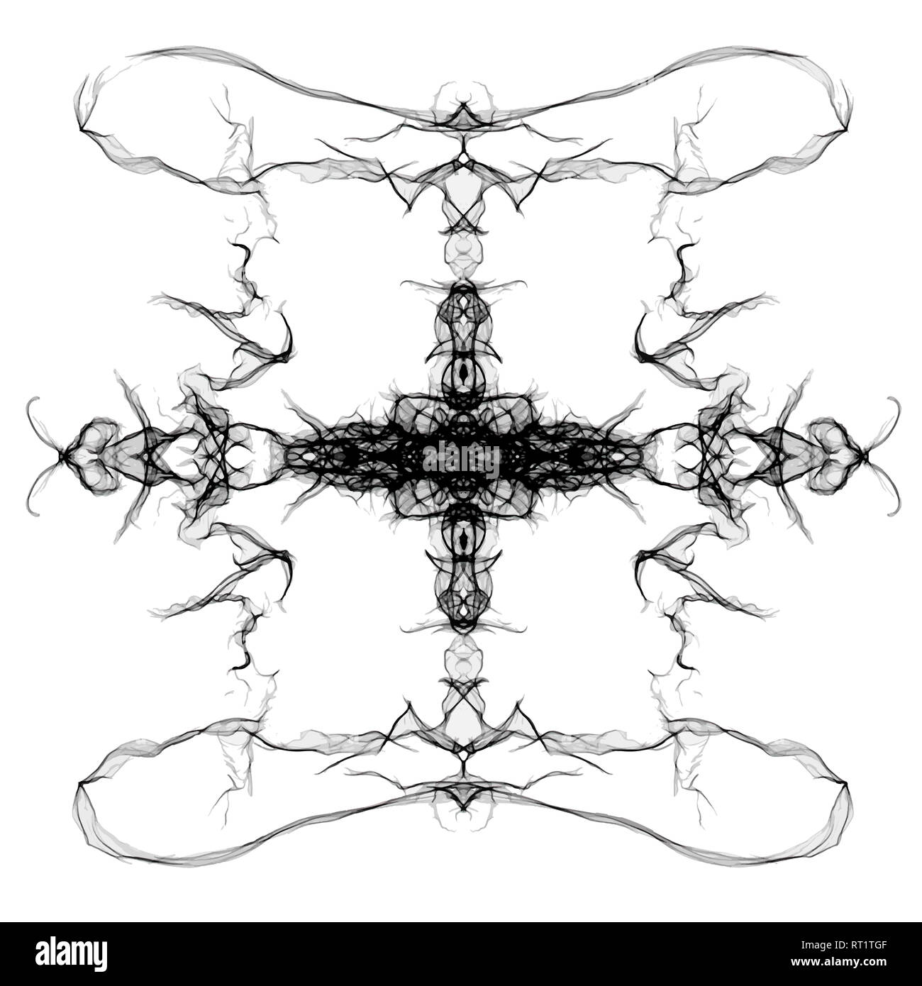 Beautiful abstract symmetry figure. Hand drawn linear abstract pattern ...