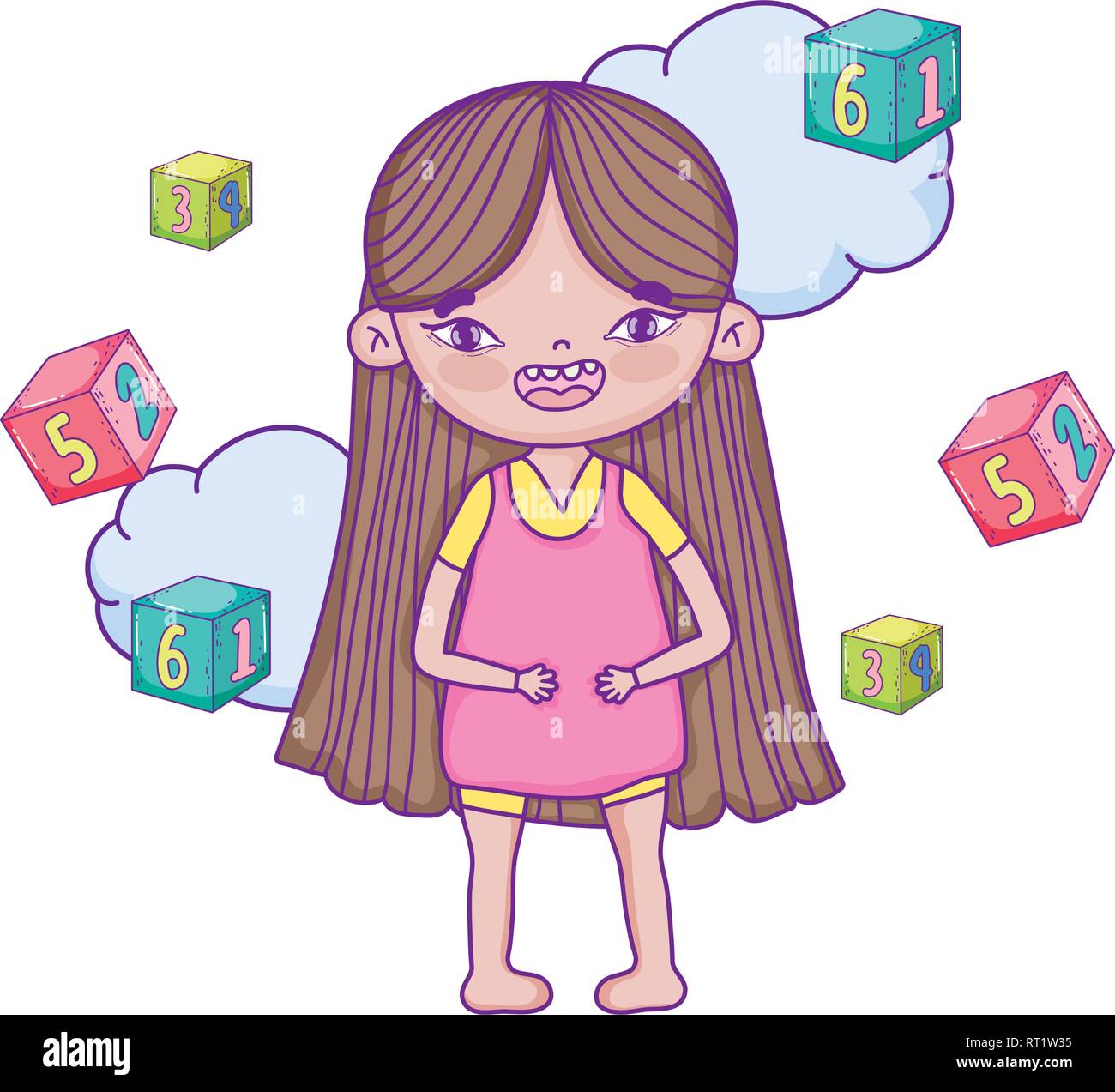 little girl with blocks of numbers toy Stock Vector Image & Art - Alamy