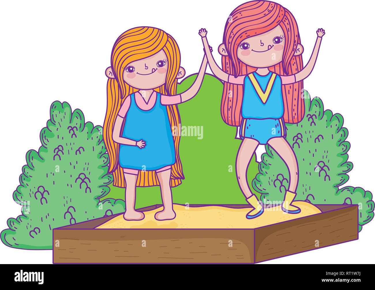 little girls in the landscape Stock Vector Image & Art - Alamy