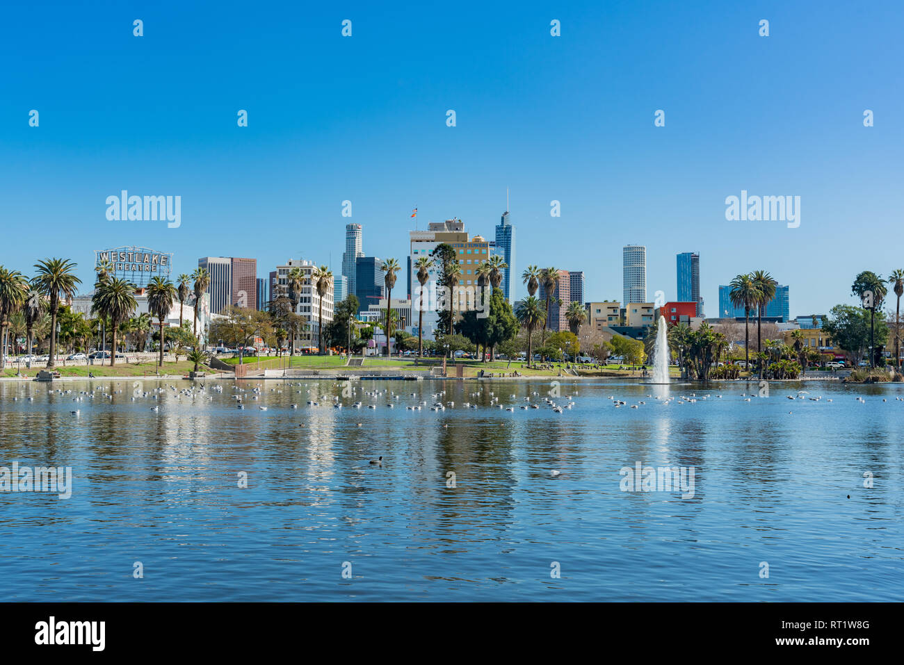 Los Angeles, FEB 6: Morning view of the Los Angeles from West Lake on ...
