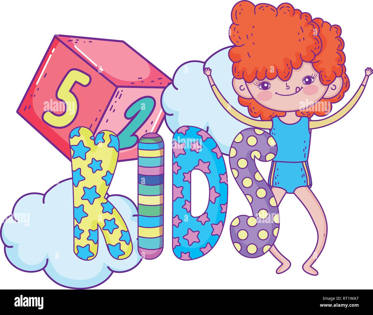 happy little boy with blocks of numbers toy Stock Vector Image & Art ...