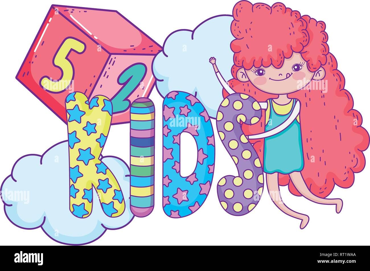 little girl with blocks of numbers toy Stock Vector Image & Art - Alamy